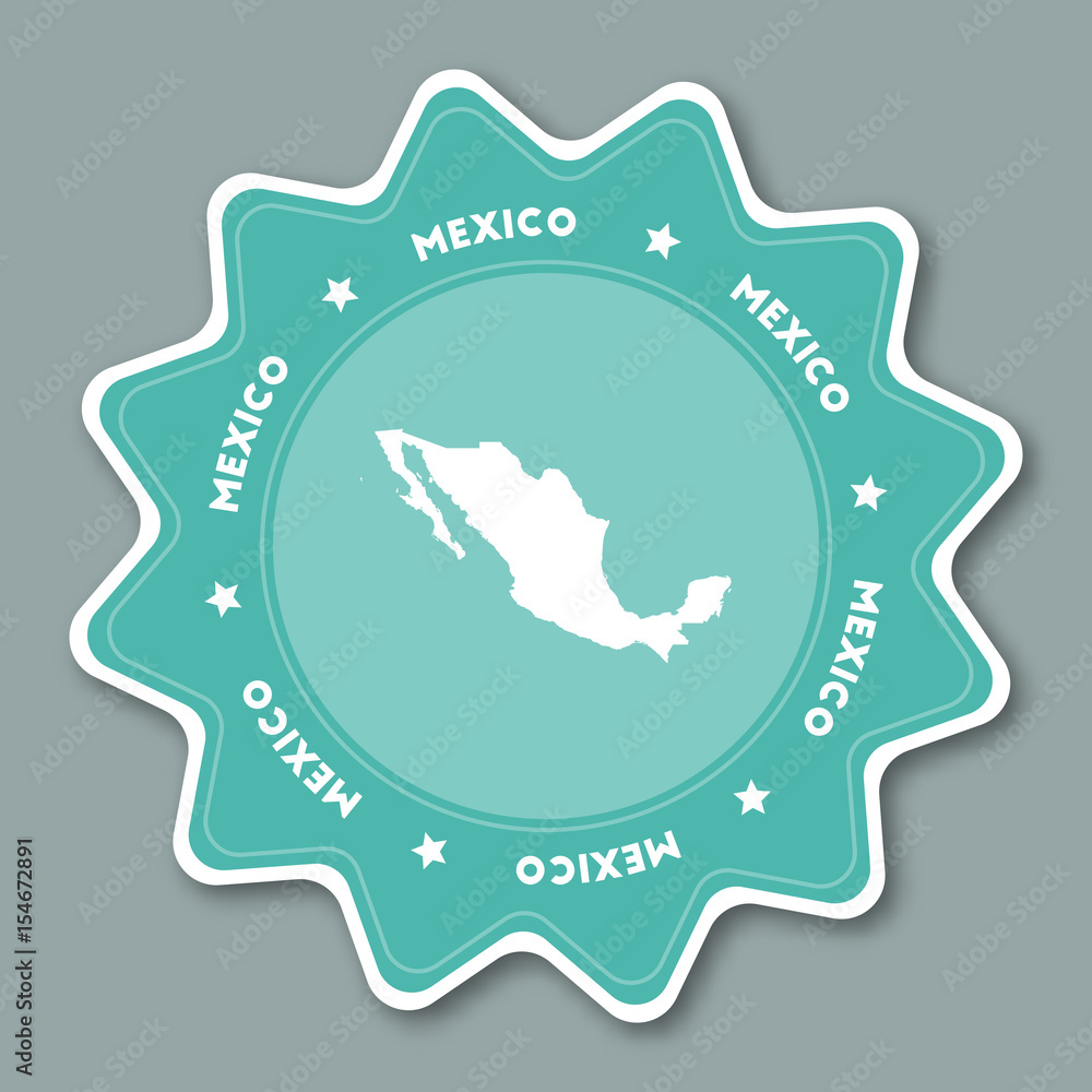 Image vectorielle Stock Mexico map sticker in trendy colors. Star ...