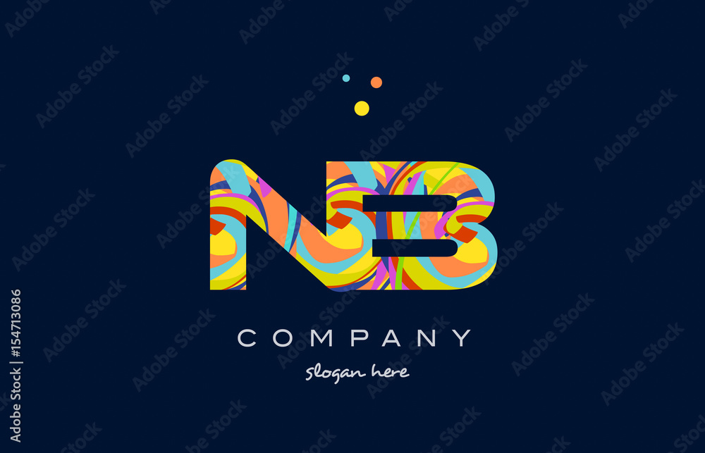 nb n b colorful alphabet letter logo icon template vector Stock Vector ...