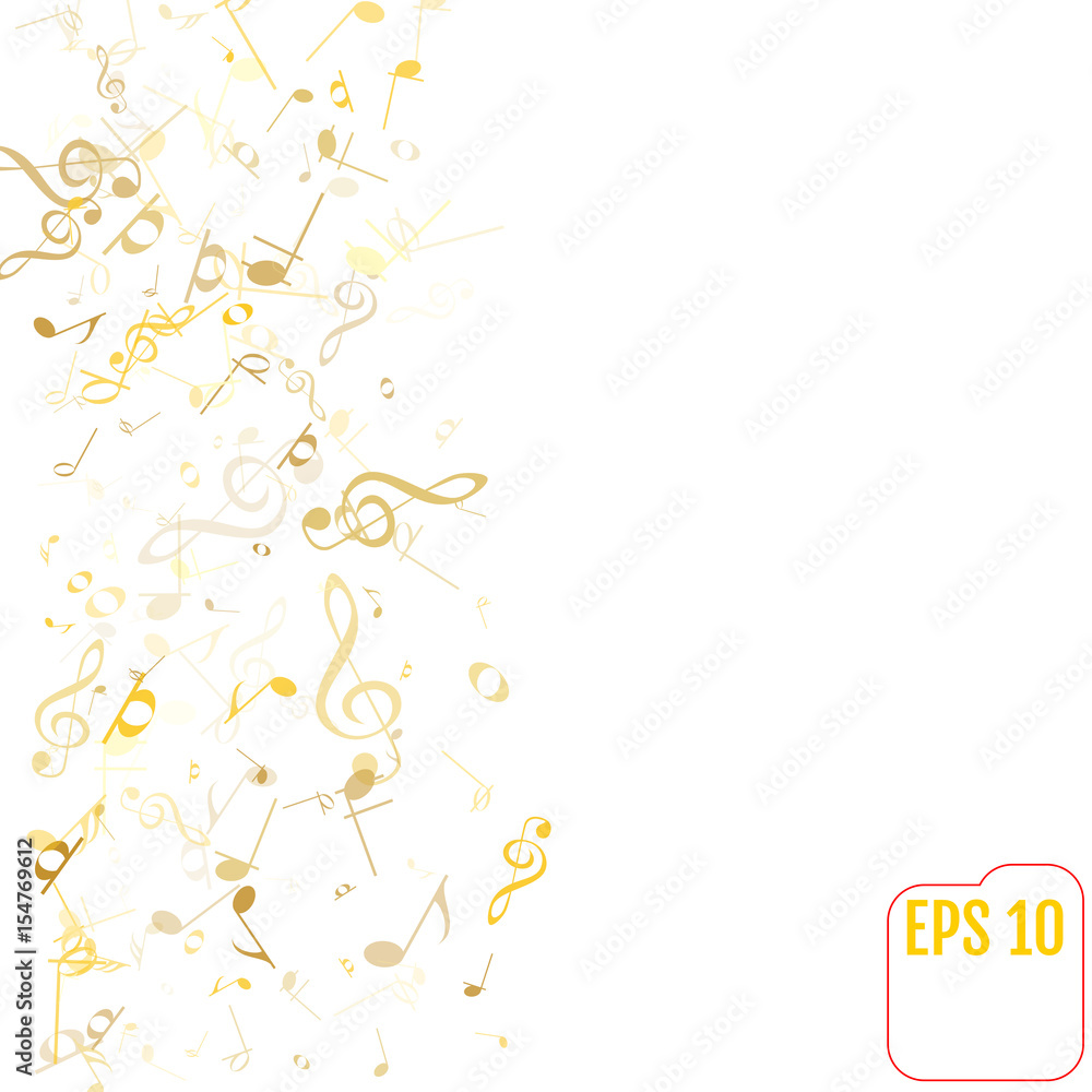 Vector Falling Notes Background. Frame of Treble Clefs, Bass Clefs and ...