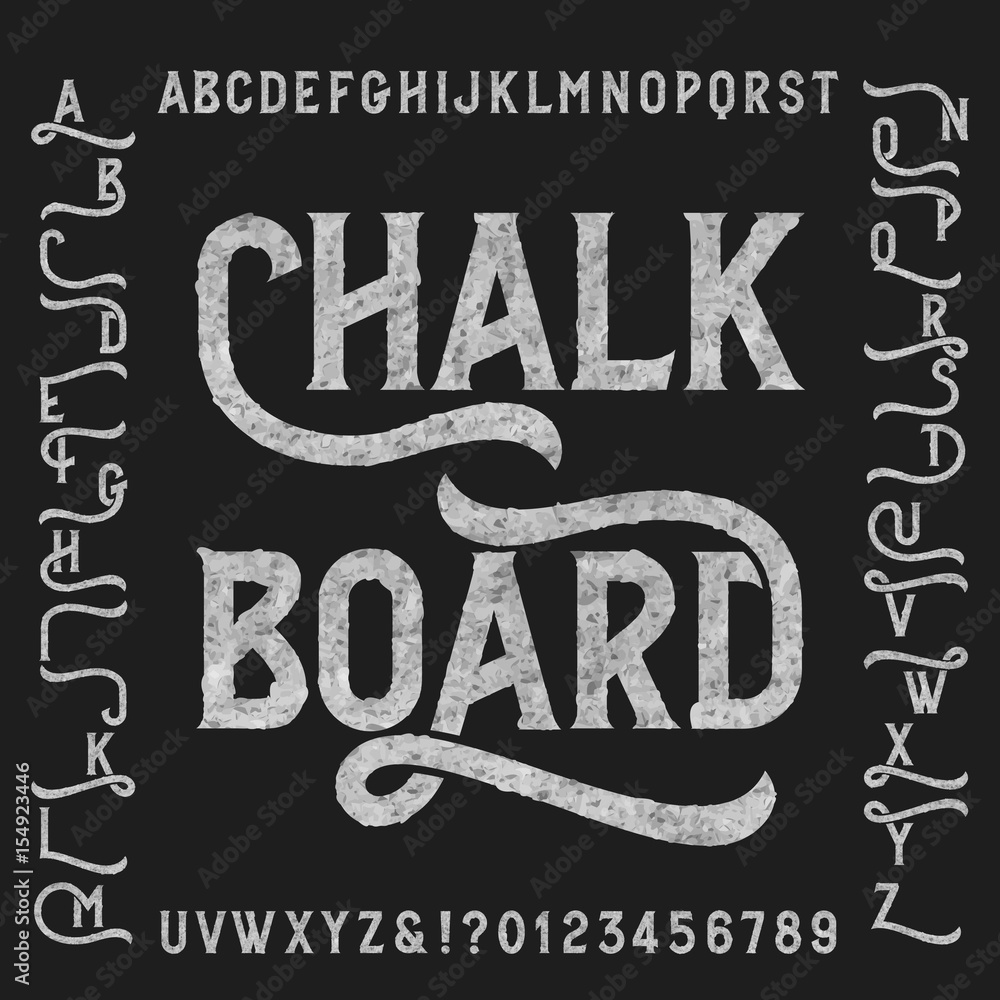 Chalk board alphabet font with alternates. Retro letters, numbers and ...