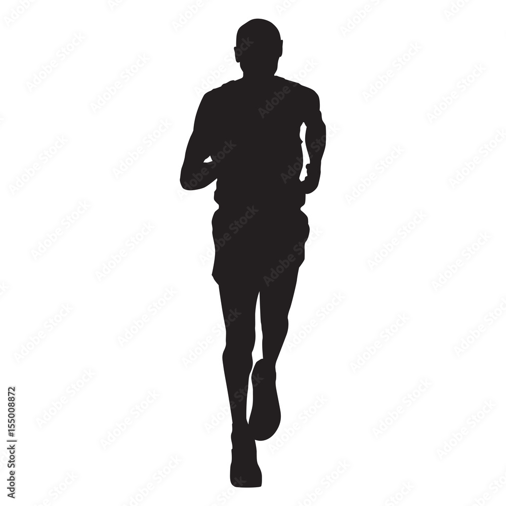 Runnng man vector silhouette, front view Stock Vector | Adobe Stock