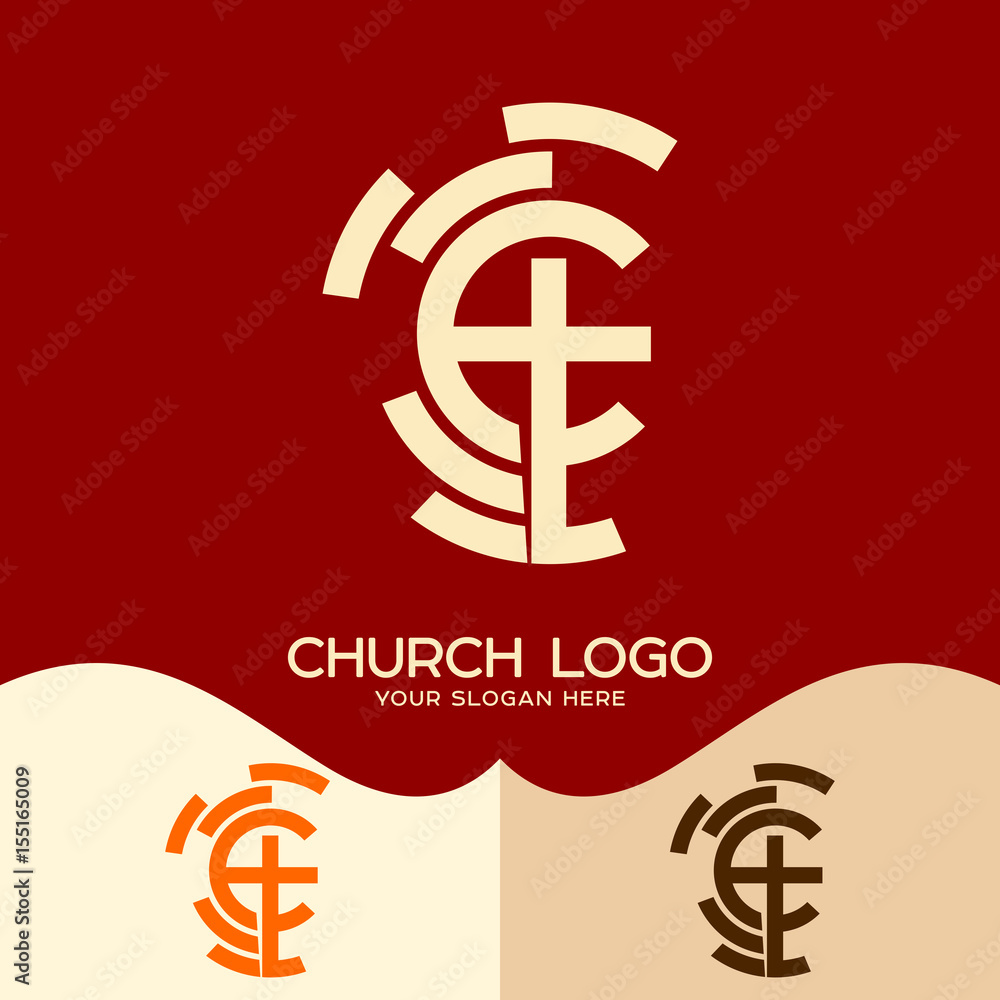 Church logo. Cristian symbols. The cross of Jesus and the circular ...