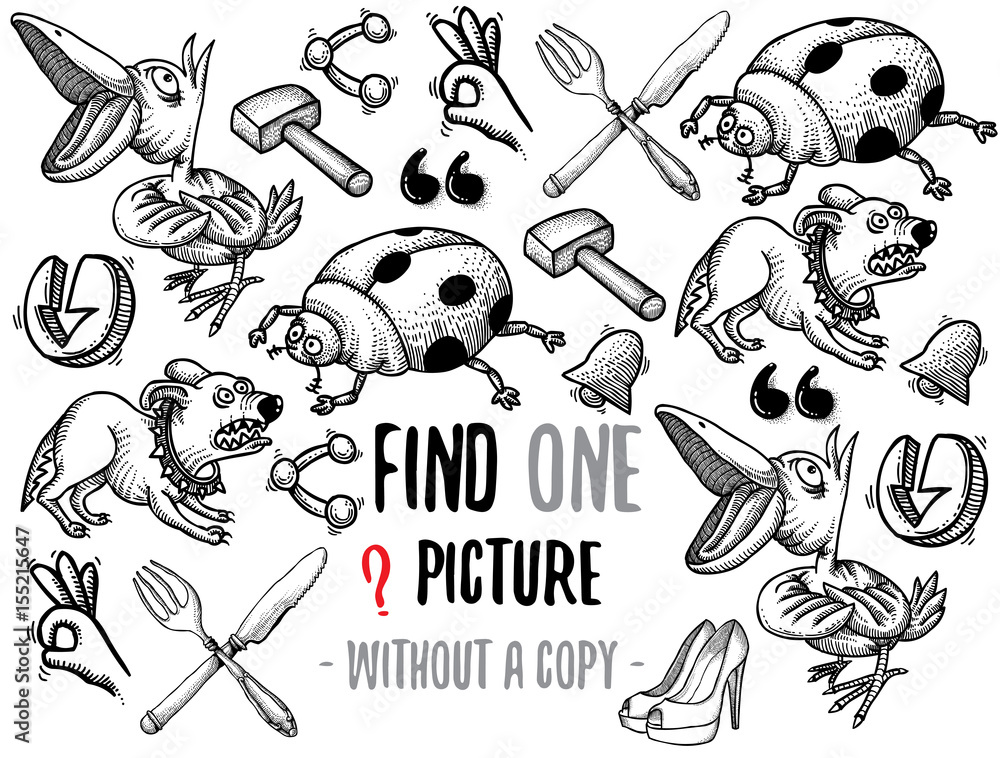 Find one picture without a copy. Educational game for children with ...