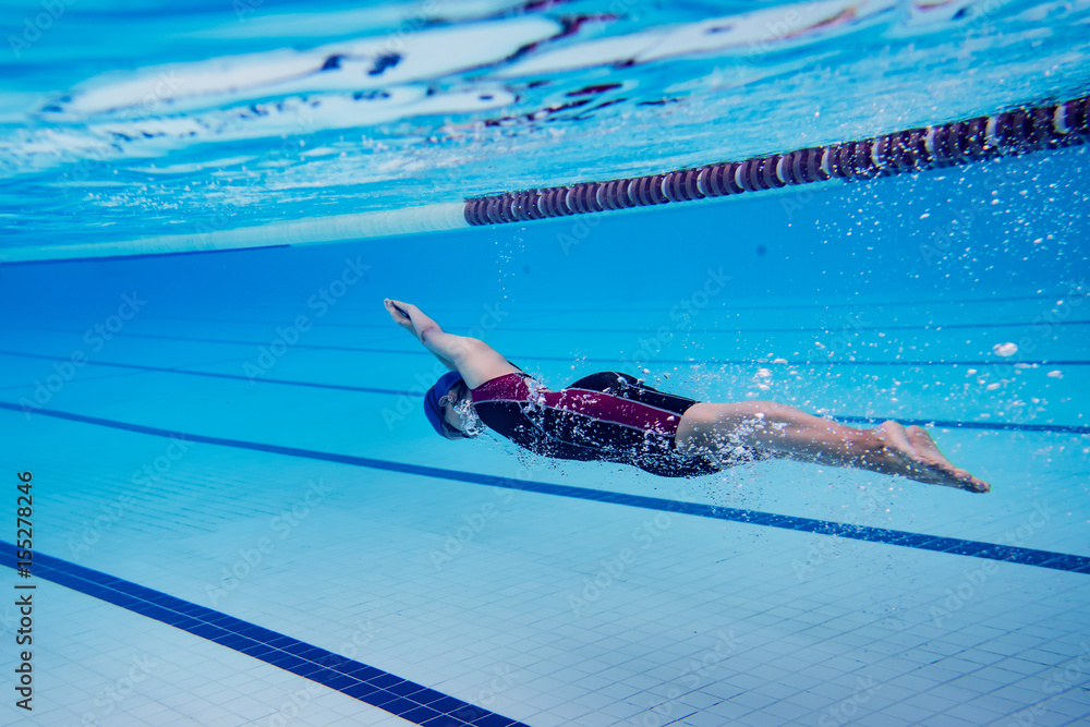 Woman swimming pool.Underwater photo Stock Photo | Adobe Stock