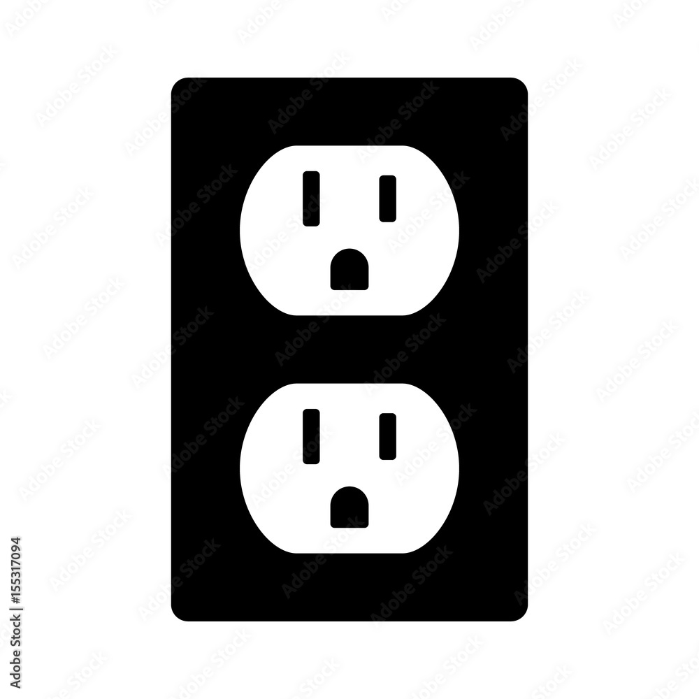 Two NEMA 5-15 grounded power outlet / ac socket flat vector icon for ...
