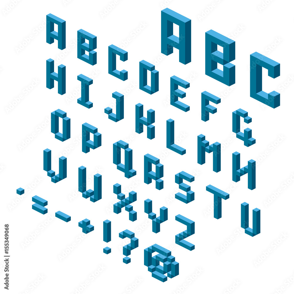 Isometric alphabet and symbols for your design, isometric grid 26.57 ...