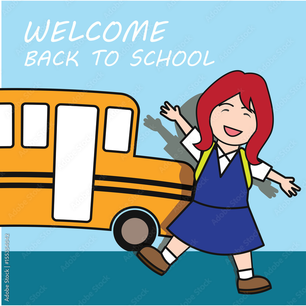 welcome back to school cartoon concept. vector illustration Stock ...