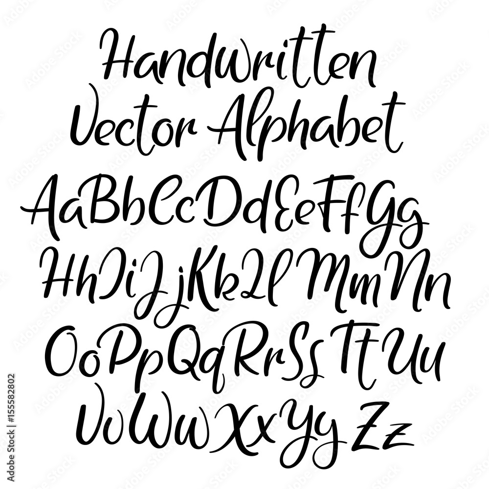 Modern calligraphy style. alphabet. Handwritten font. Uppercase and ...