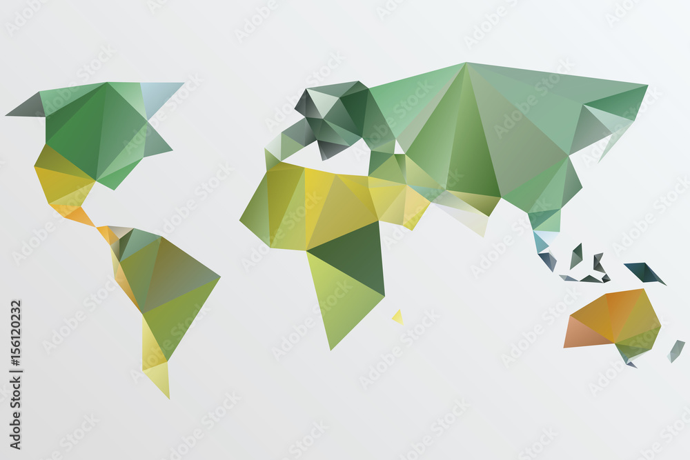 Triangle world map vector illustration. Stylize world map, technology ...