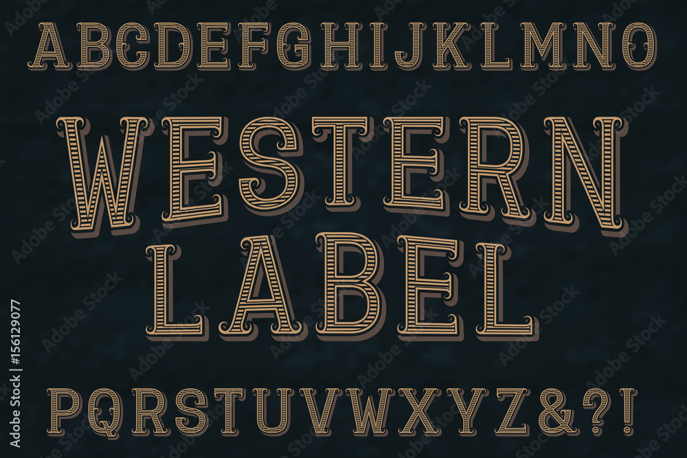 Western label font. Isolated english alphabet. Stock Vector | Adobe Stock