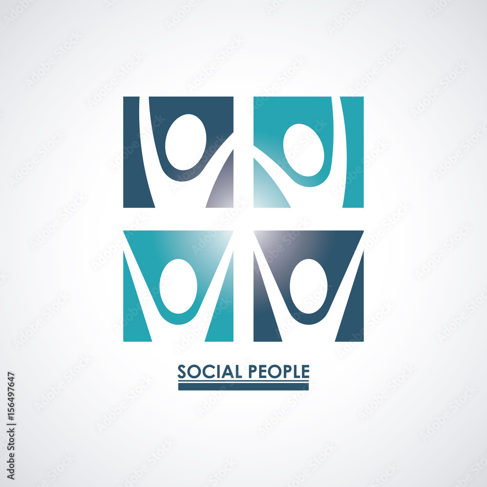 color teamwork social people with square set silhouette pictograms ...