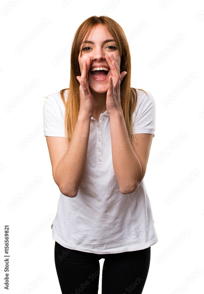 Beautiful young girl shouting Stock Photo | Adobe Stock
