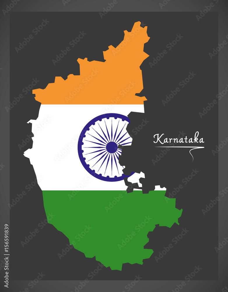 Karnataka map with Indian national flag illustration Stock Vector ...