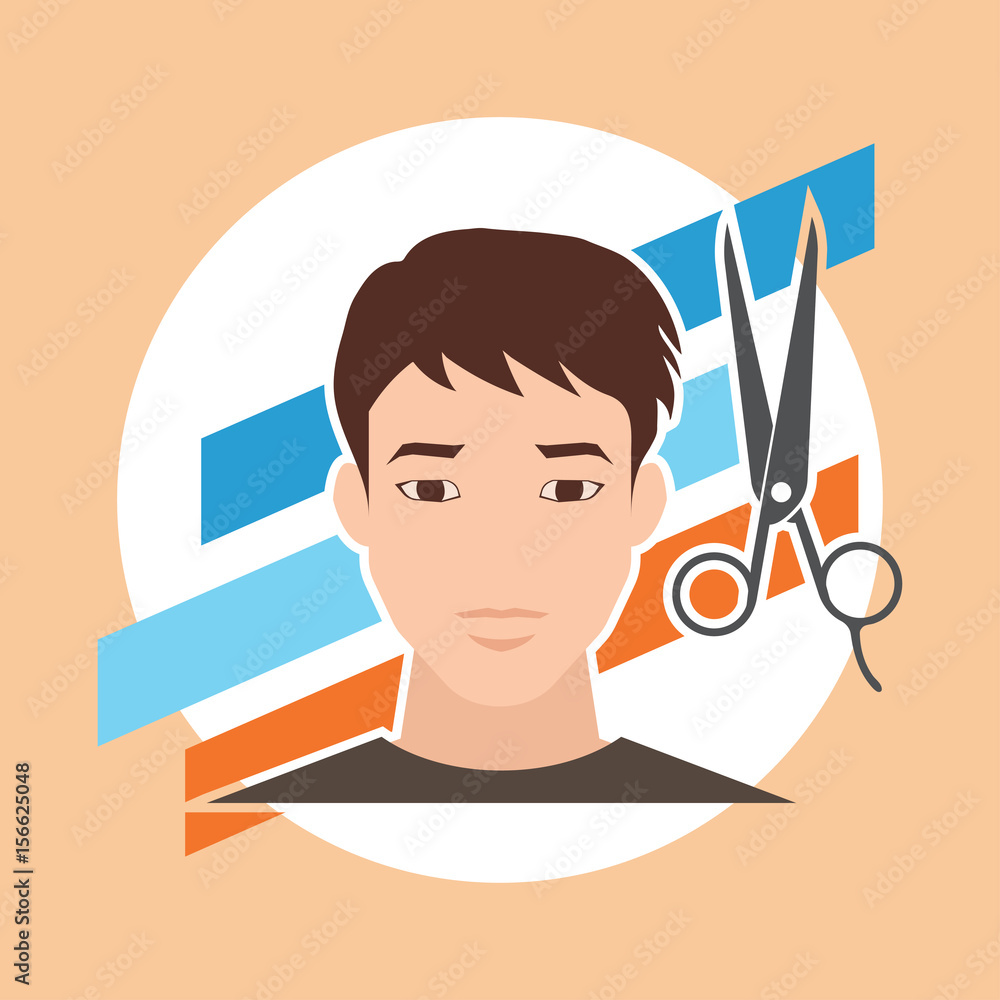 hair cut / hairstyle model for male concept, vector illustration Stock ...