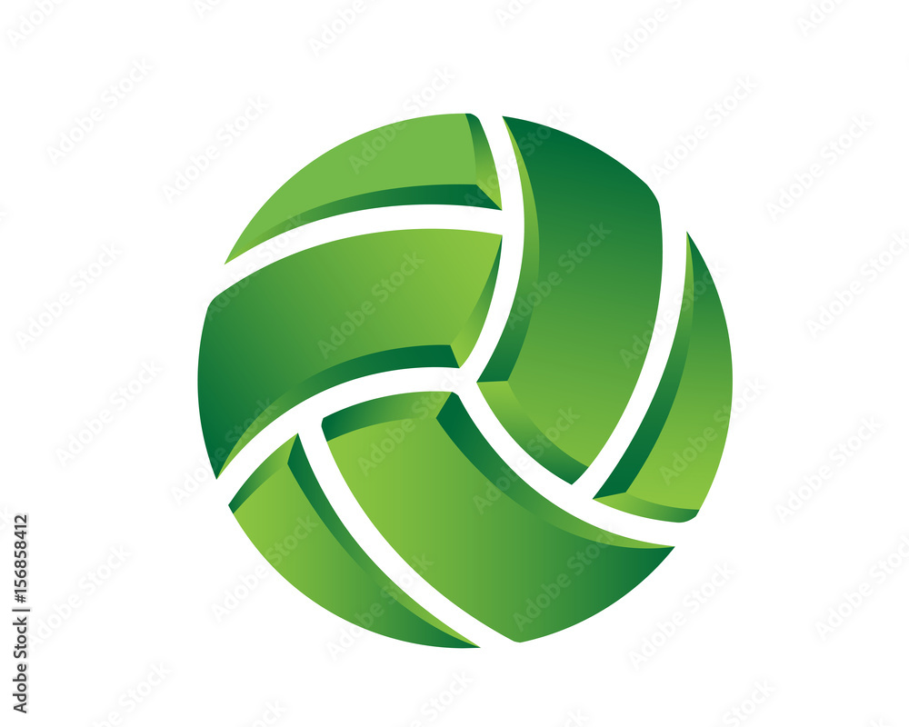 Modern Volleyball Logo - 3D Green Volleyball Illustration Stock Vector ...