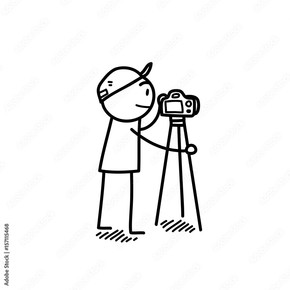 Photographer Doodle, a hand drawn vector doodle illustration of a stick ...