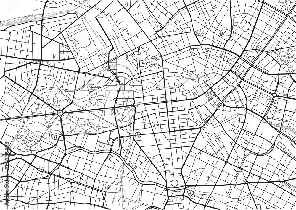 Black and white vector city map of Berlin with well organized separated layers. Stock Vector ...