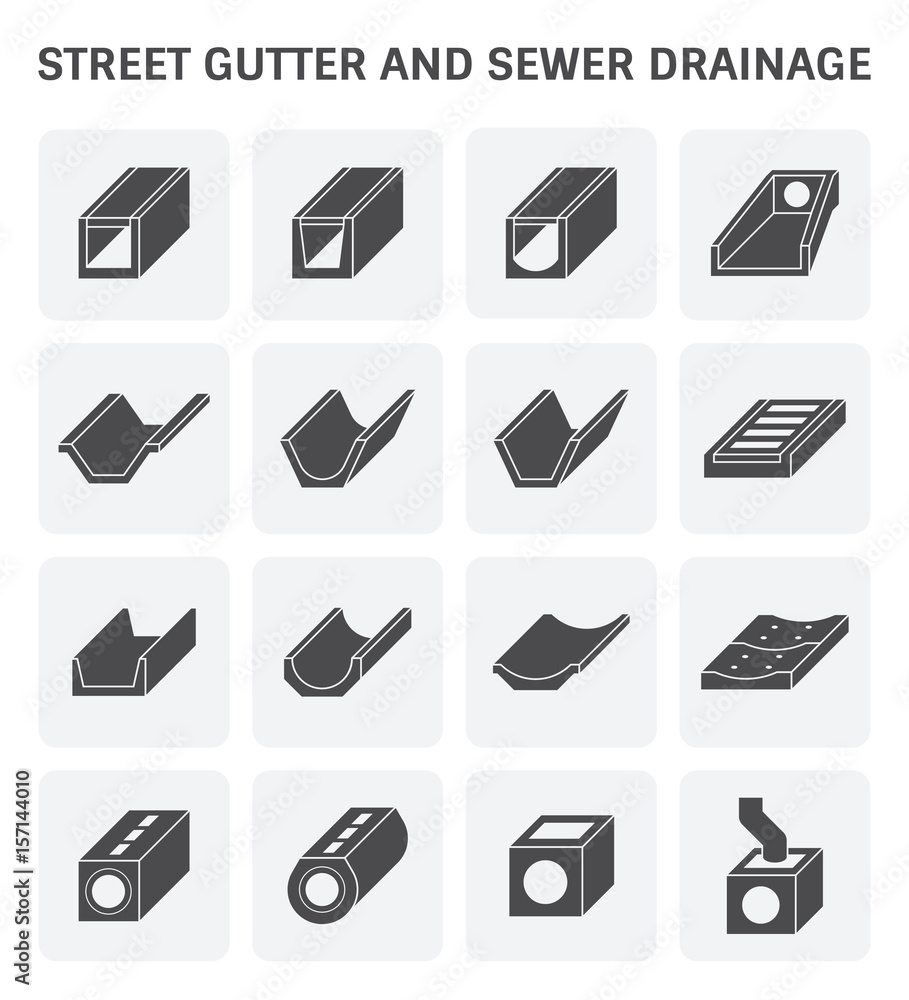 Vector de Stock Street gutter, drainage system vector icon consist of ...