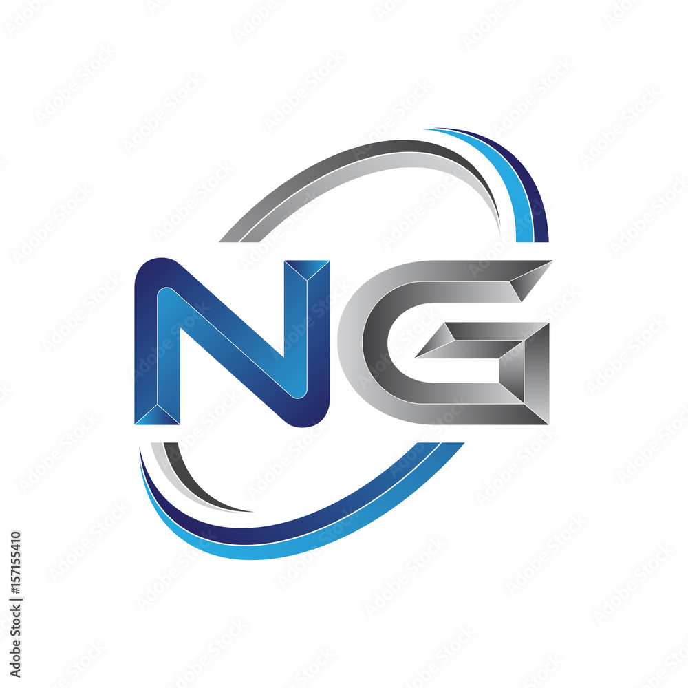 Simple initial letter logo modern swoosh NG Stock Vector | Adobe Stock