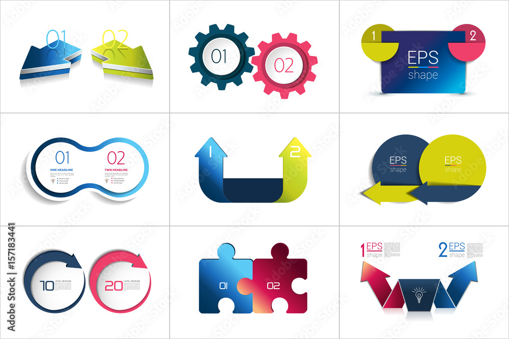 Two elements banner. 2 steps design, chart, infographic, step by step ...
