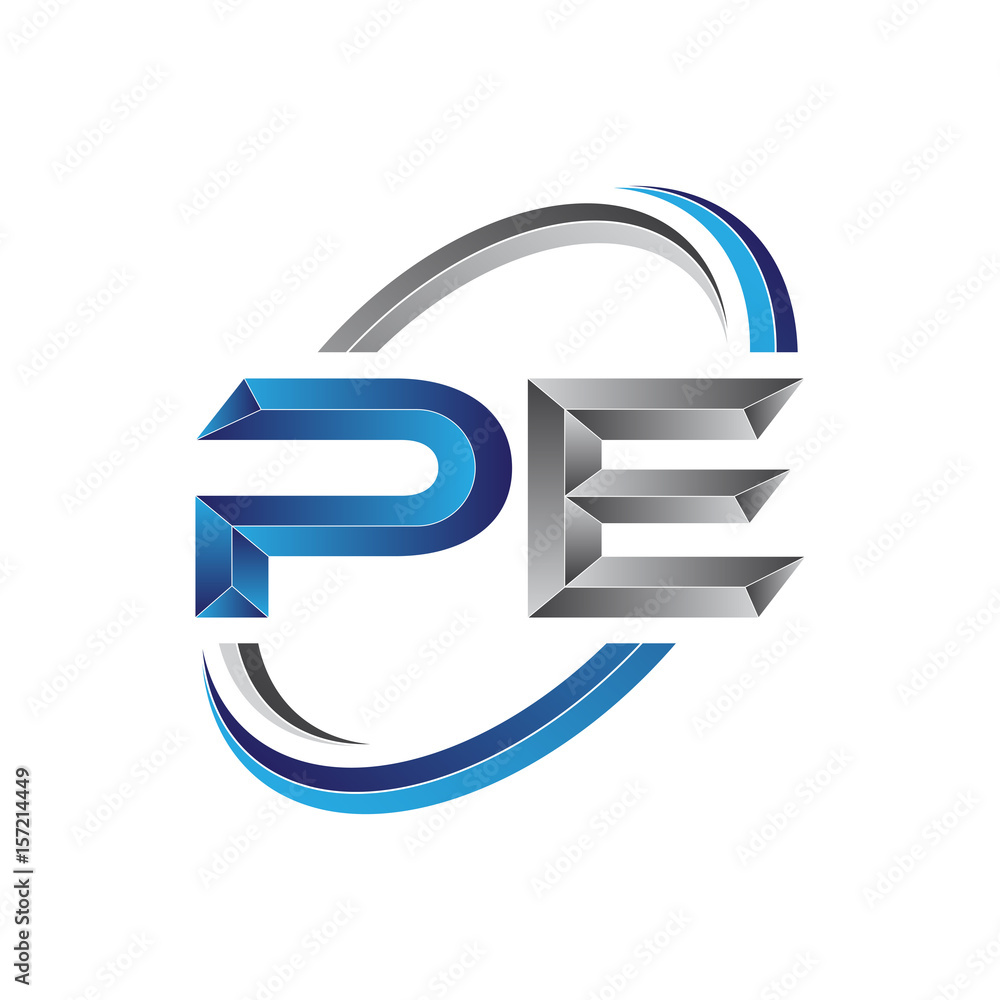 Simple initial letter logo modern swoosh PE Stock Vector | Adobe Stock