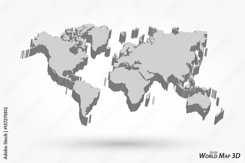3D World map on gray background . Stock Vector | Adobe Stock