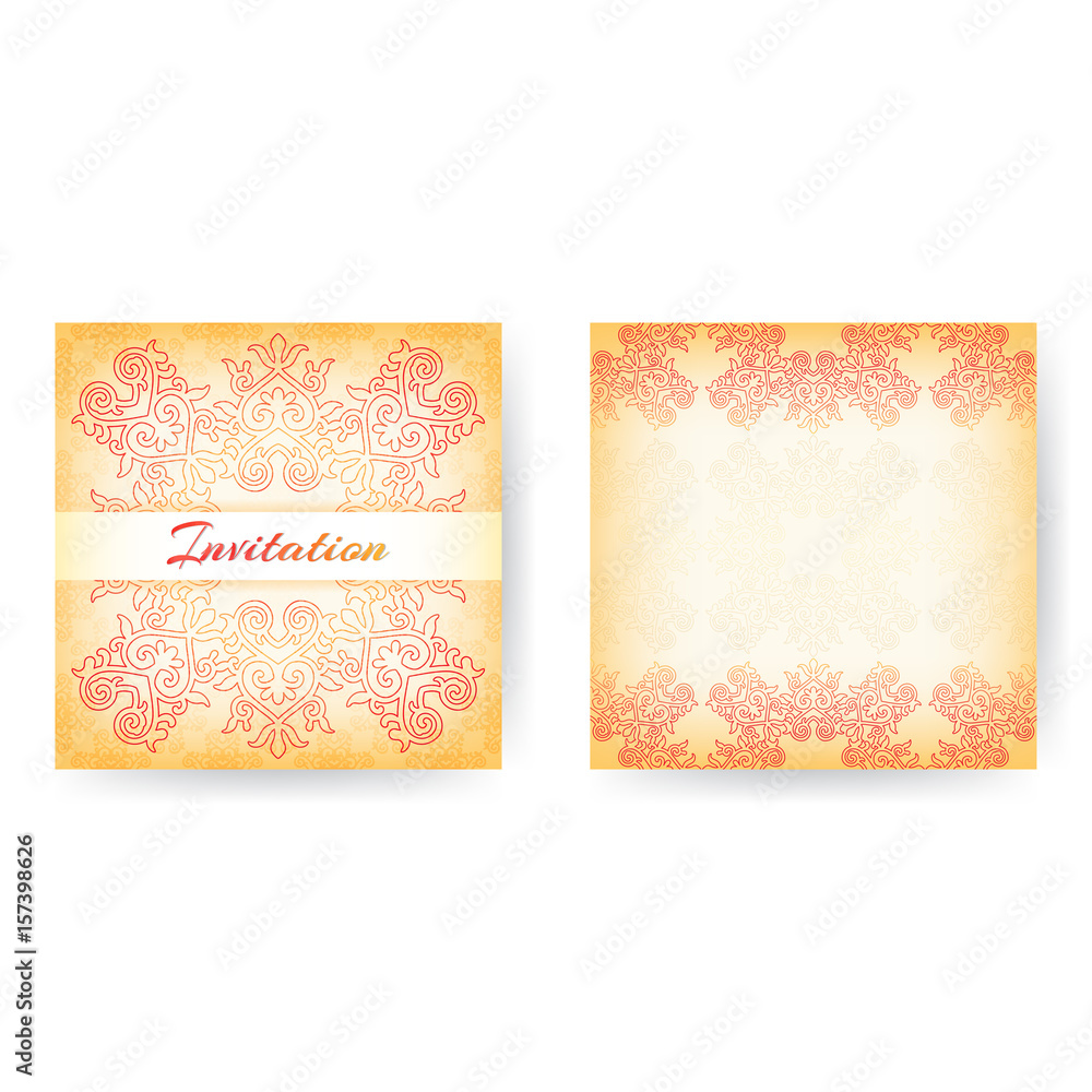 Invitation cards with ornamental elements. Vector template for wedding ...