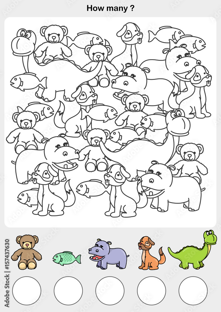 Image vectorielle Stock Count and painting color the animals - write ...