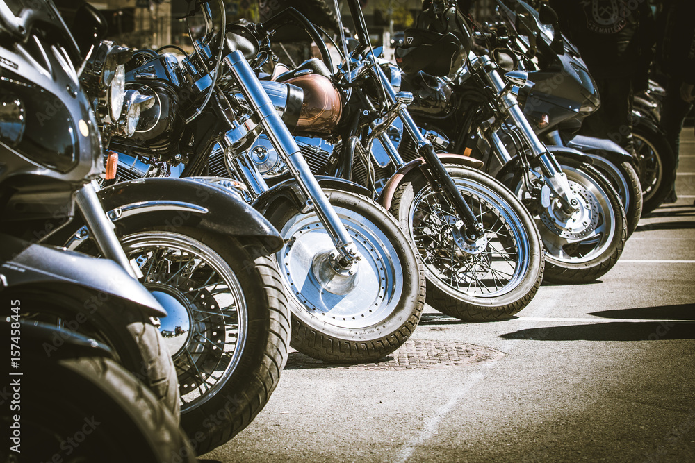 motorbikes in line Stock Photo | Adobe Stock