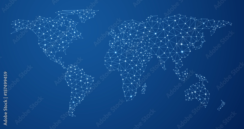 Blue global communications world map. Stock Vector | Adobe Stock