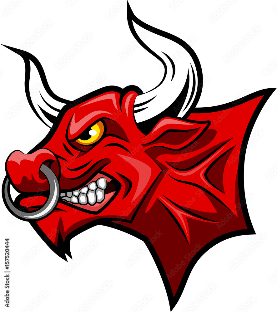 Red bull mascot face. Vector illustration Stock Vector | Adobe Stock