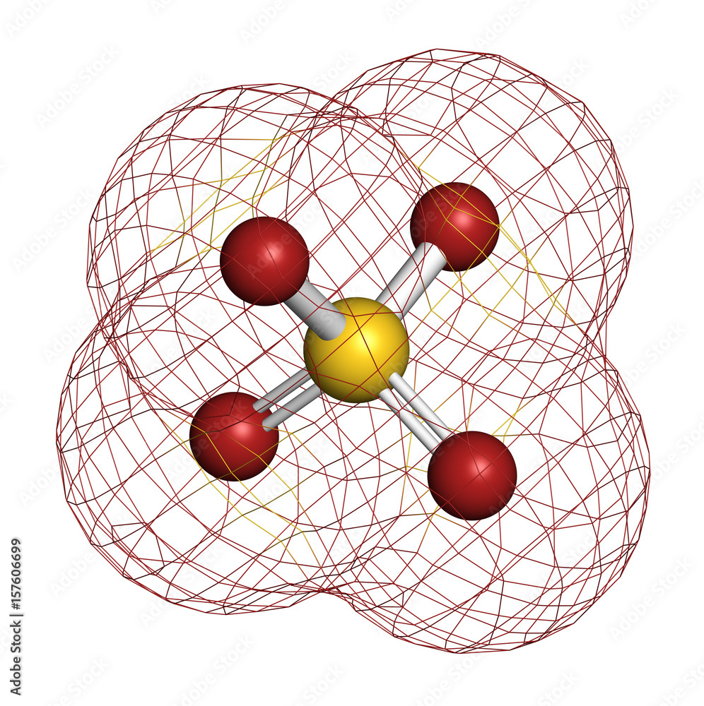 Ilustración de Stock Sulfate anion, chemical structure. 3D rendering ...