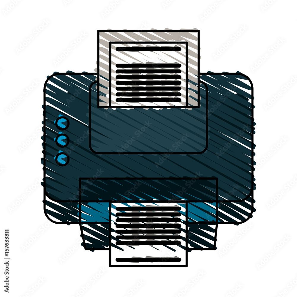 color crayon stripe cartoon printer device with sheet paper vector ...