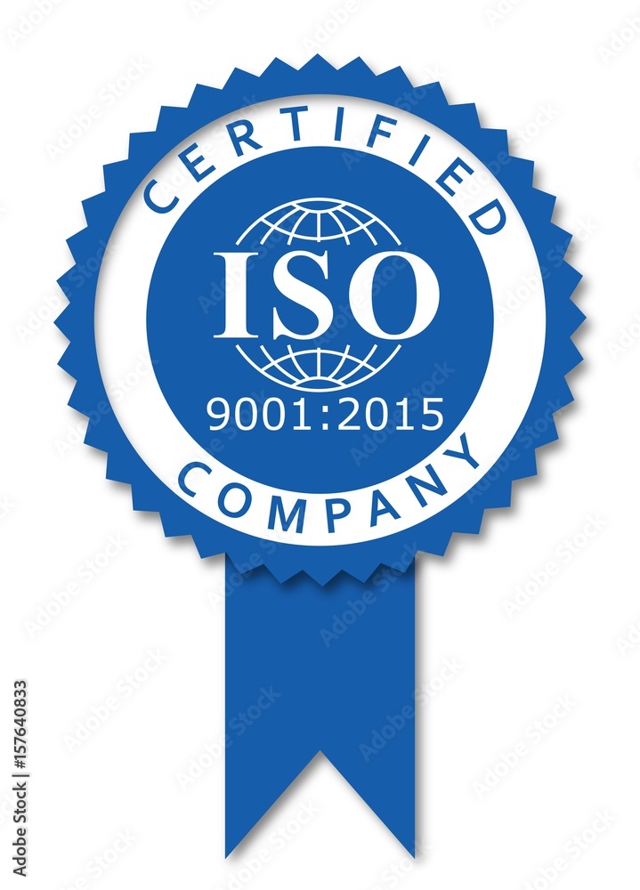 ISO 9001-2015 label certification honor new version Stock Vektörü ...