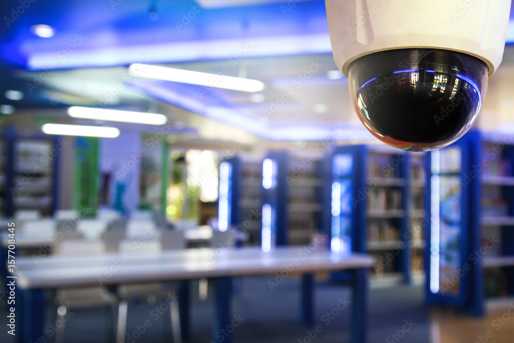 Indoor CCTV monitoring, security cameras in a school library Stock ...