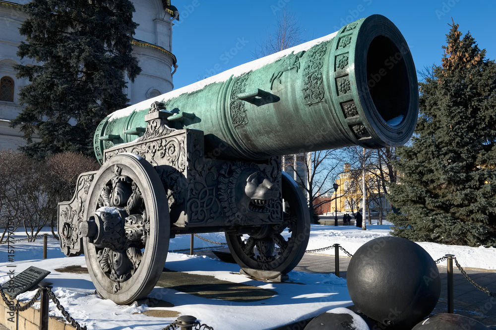 Tsar Cannon, a monument to the medieval Russian artillery, cast in 1586 ...