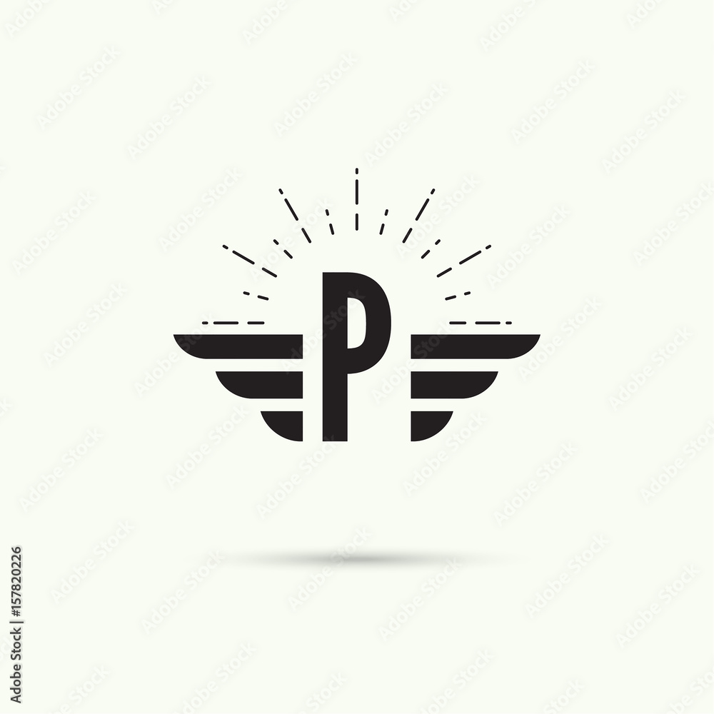 Elegant dynamic alphabet letters with wings. Monogram wing logo mockup ...