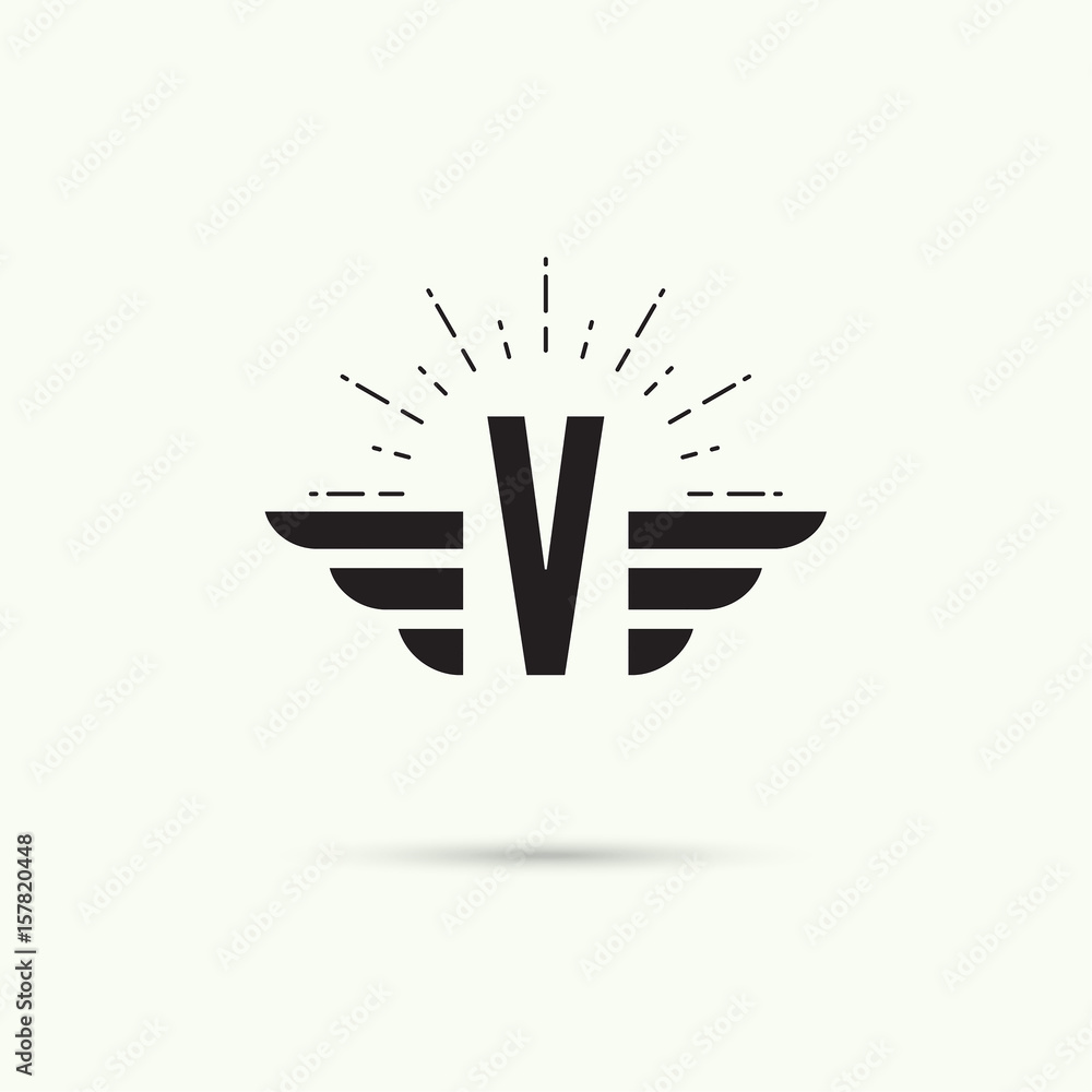 Elegant dynamic alphabet letters with wings. Monogram wing logo mockup ...
