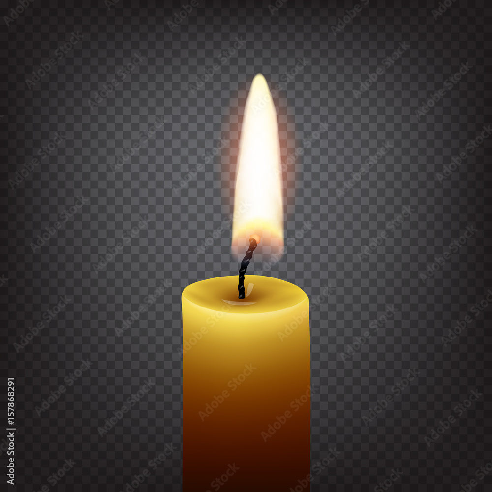 Candle with fire isolated on transparent background. Vector realistic ...