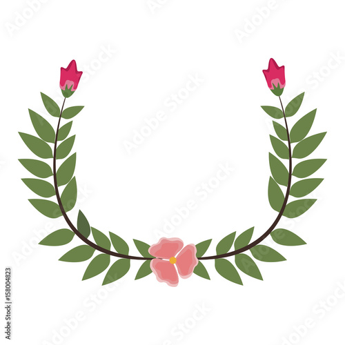 laurel wreath round and half laurel bottom vector illustration Stock ...
