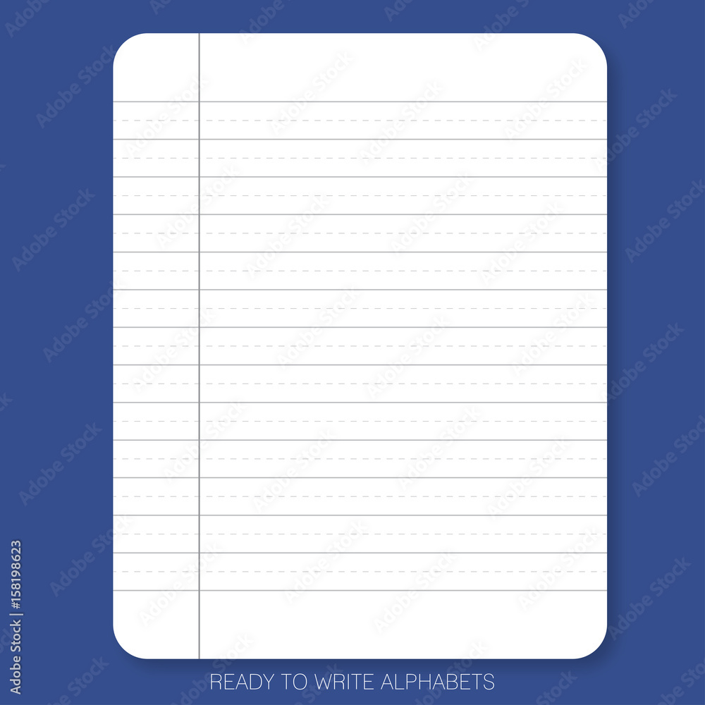 READY TO WRITE ALPHABETS Line and dashed line on the white paper is ...