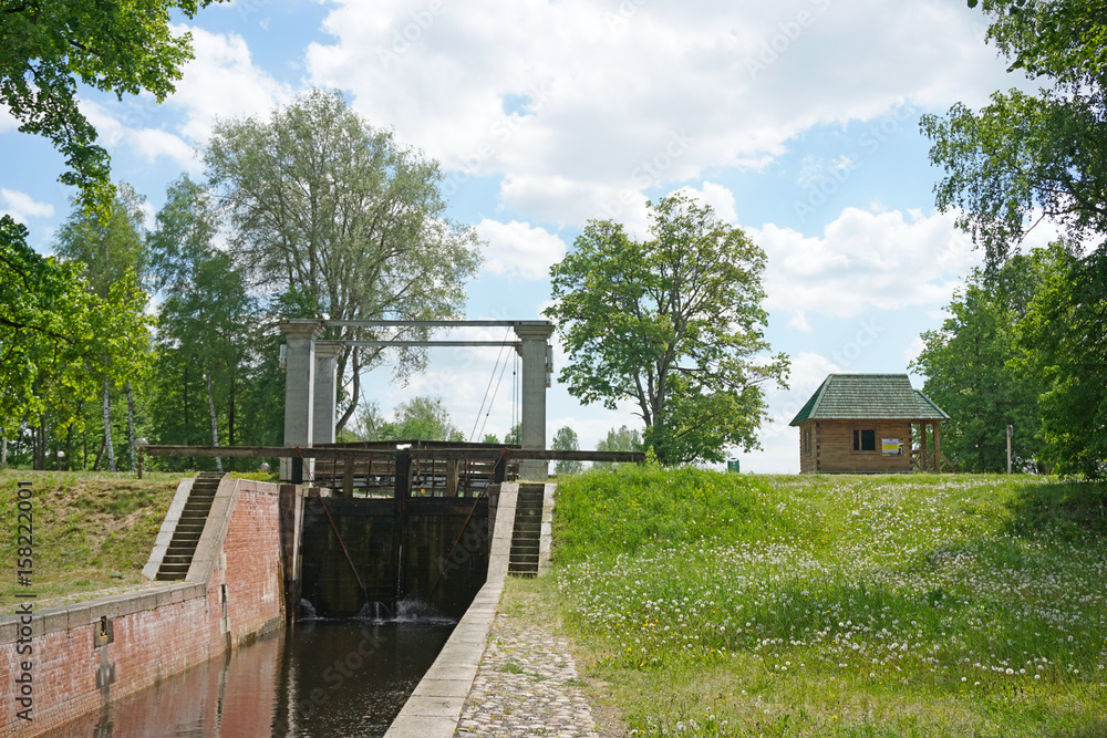 Gateways sluice (locks) on the Augustow Canal, Poland, Belarus. It is ...