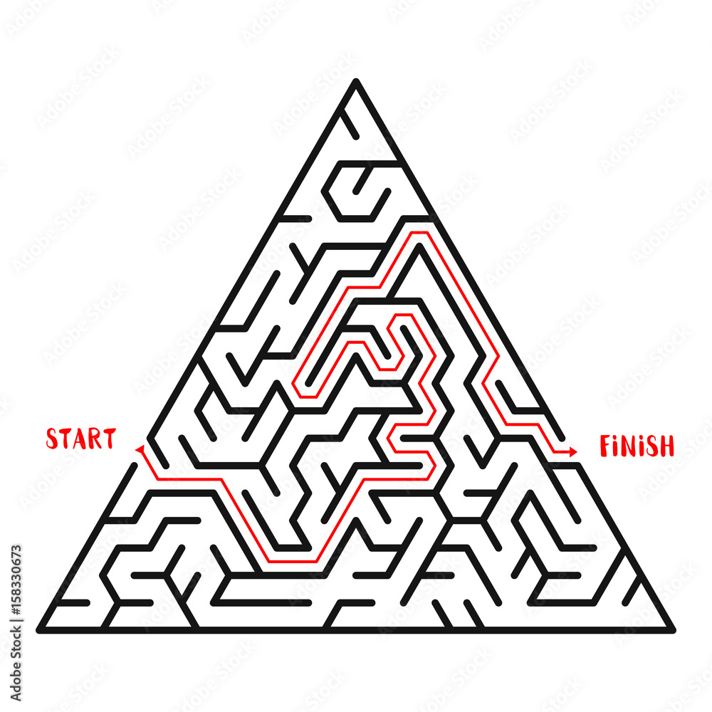 Triangular Maze Game background. Labyrinth with entry and exit. Vector Illustration. 素材庫向量圖 ...