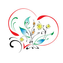 Red Heart And Yellow Roses Free Stock Photo - Public Domain Pictures