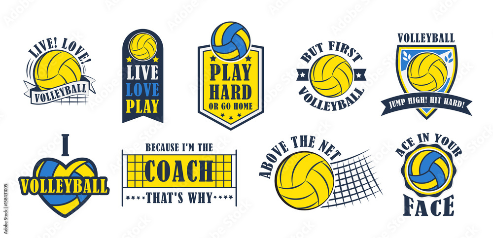 Volleyball logo set, vector illustration Stock Vector | Adobe Stock
