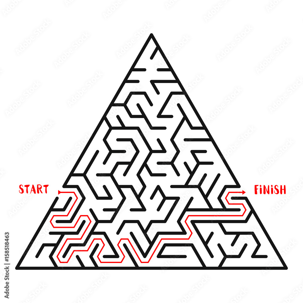 Triangular Maze Game background. Labyrinth with entry and exit. Vector Illustration. Stock ...