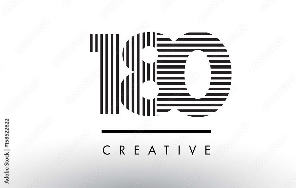 180 Black and White Lines Number Logo Design. Stock Vector | Adobe Stock