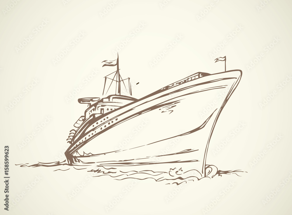 Vector drawing. Steamship Stock Vector | Adobe Stock