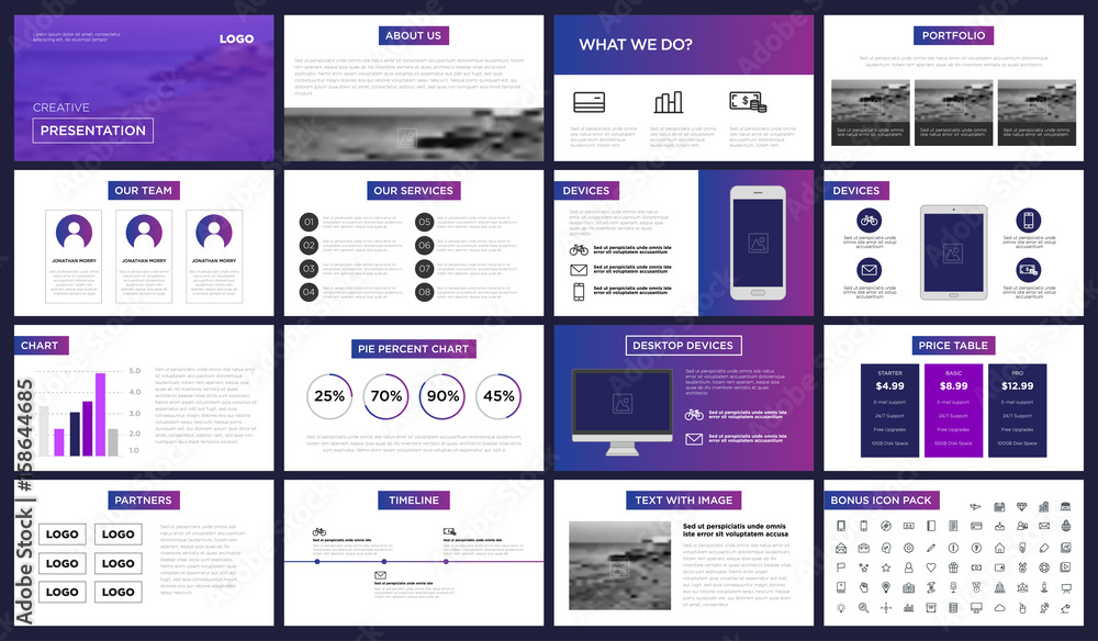 Modern purple and blue presentation template. You can use it ...