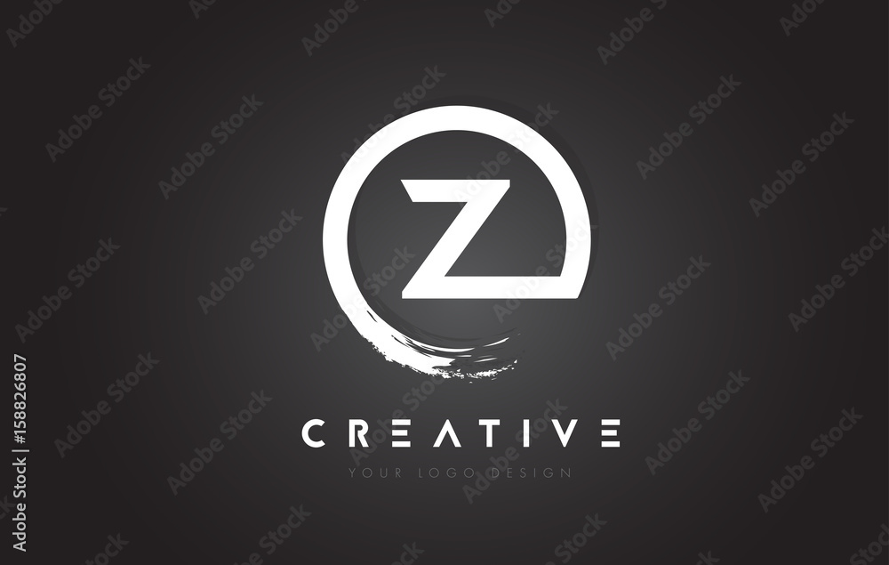 Z Circular Letter Logo with Circle Brush Design and Black Background ...